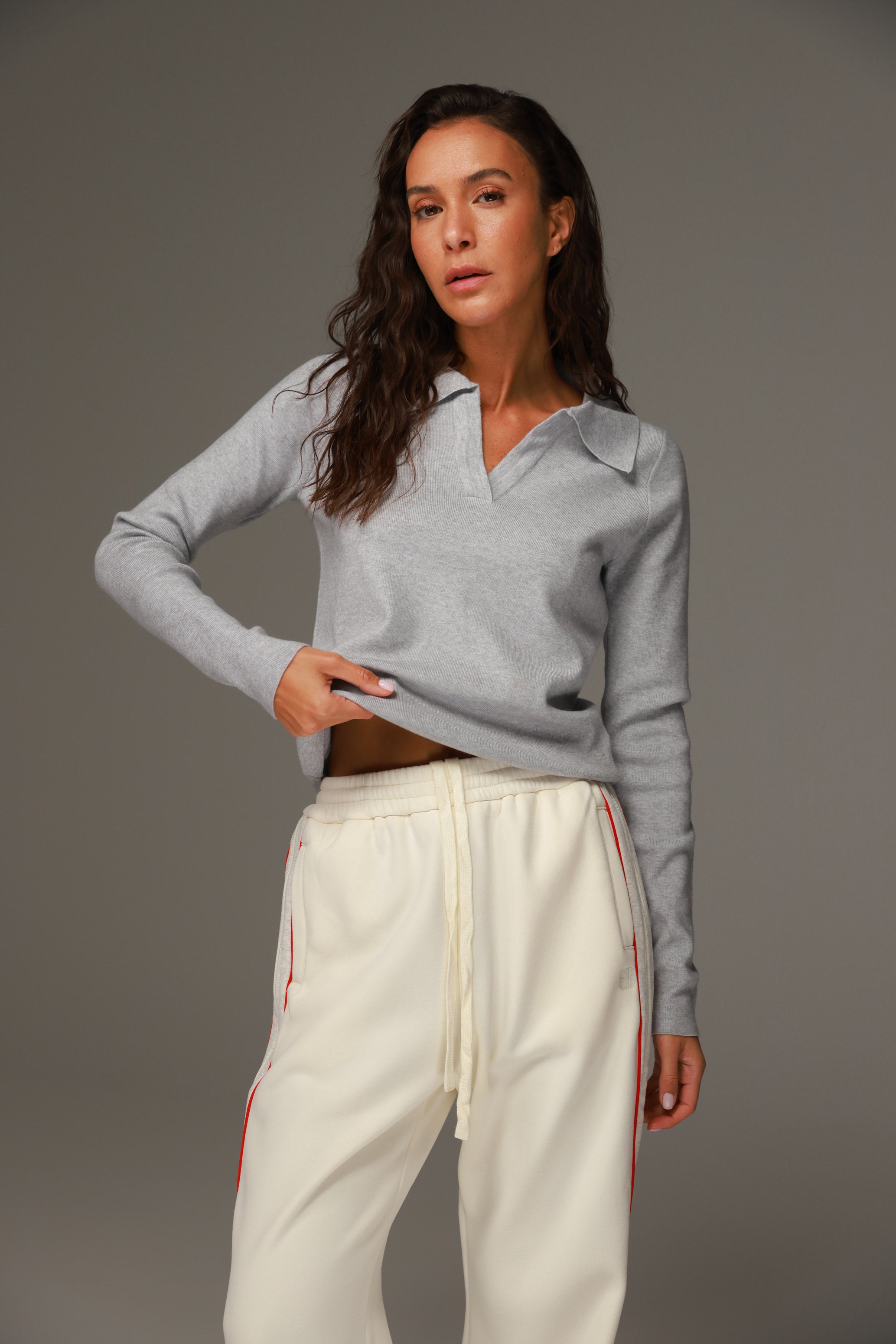 חולצת סריג ליזה אפור בהיר